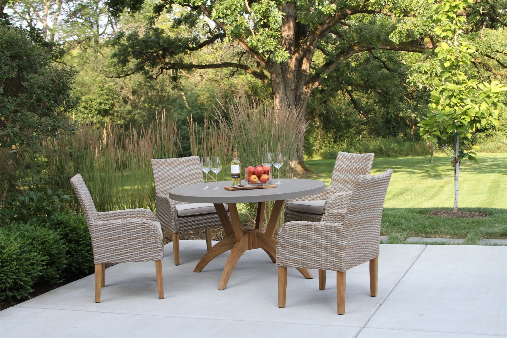 Teak Wood & Ash Wicker Dining Side Chair with Sunbrella Fabrics, 2pk.