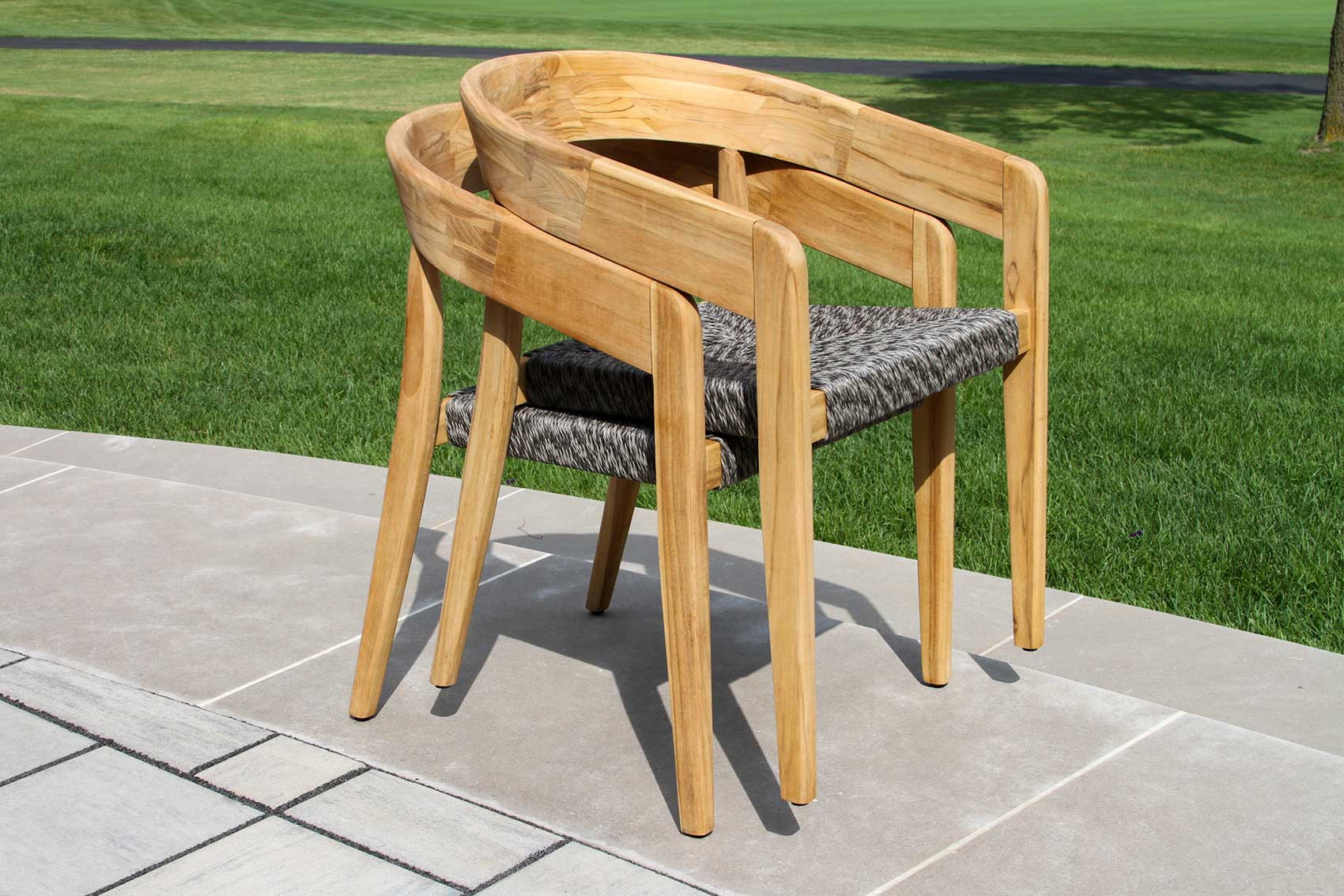 Estate Teak & Cable Wicker Stacking Dining Chair, 2 pk