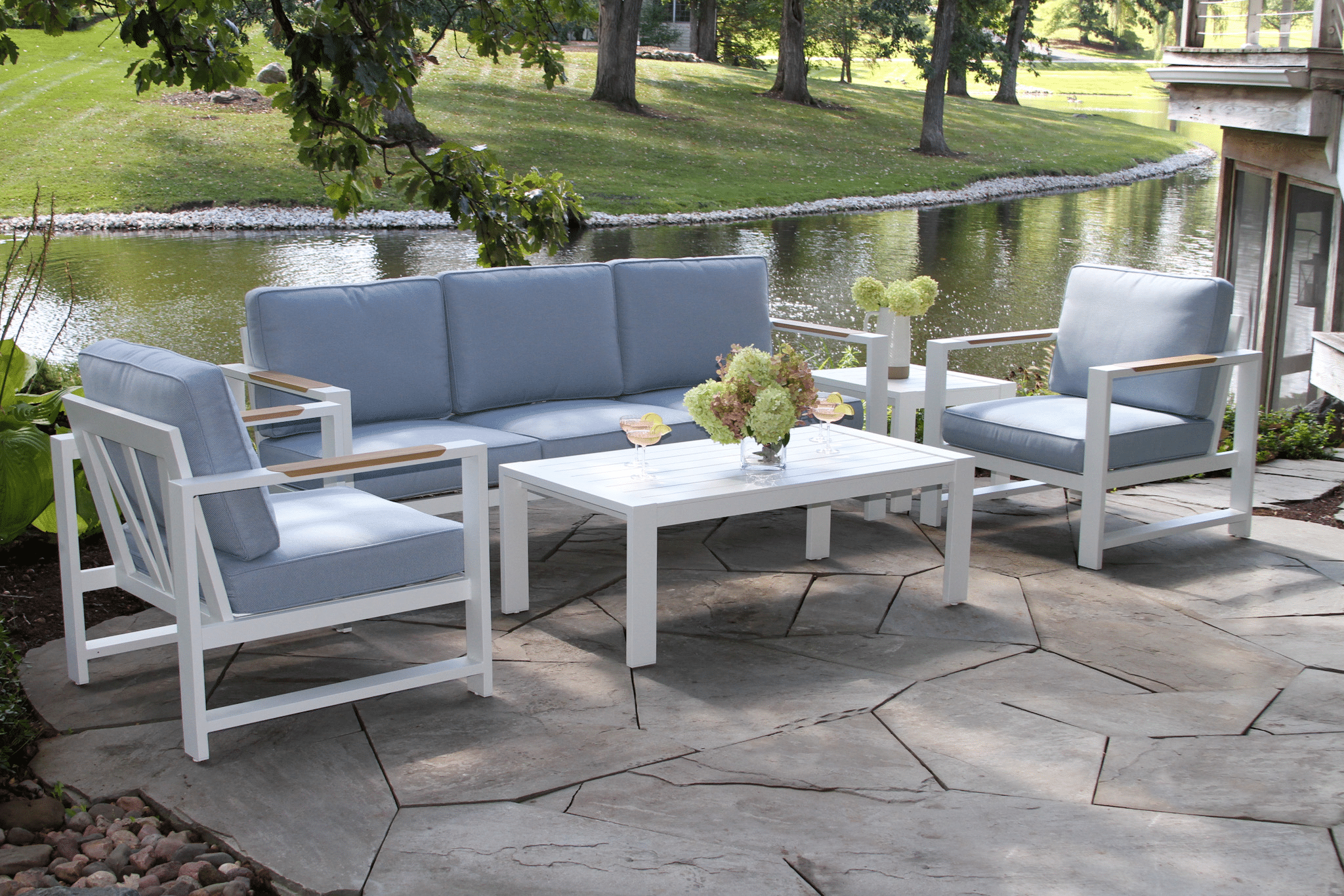 Teak and Eucalyptus Wood Outdoor Furniture, Tables and Chairs