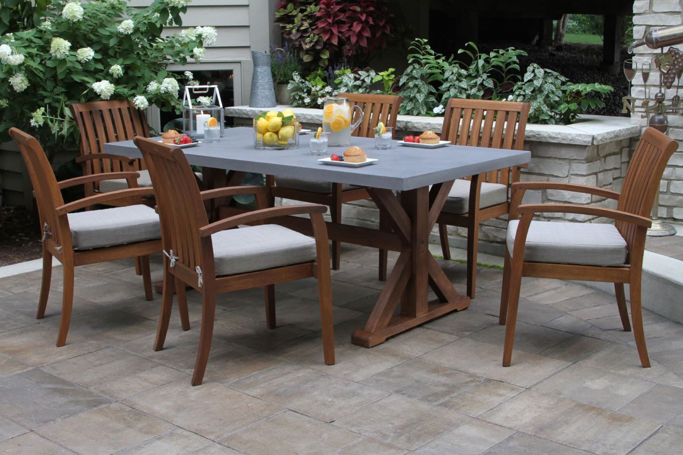 Teak and Eucalyptus Wood Outdoor Furniture, Tables and Chairs